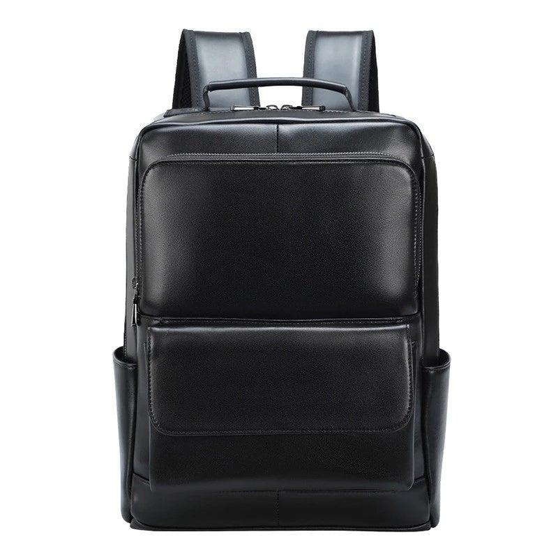 Black Real Leather 14 inch Men Laptop Backpacks丨Neouo